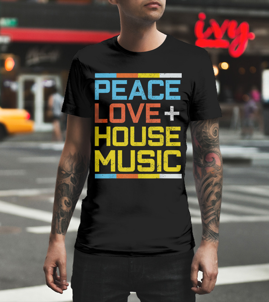 Peace Love House Music Vintage Retro T-Shirt
