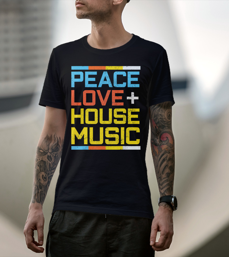 Peace Love House Music Vintage Retro T-Shirt