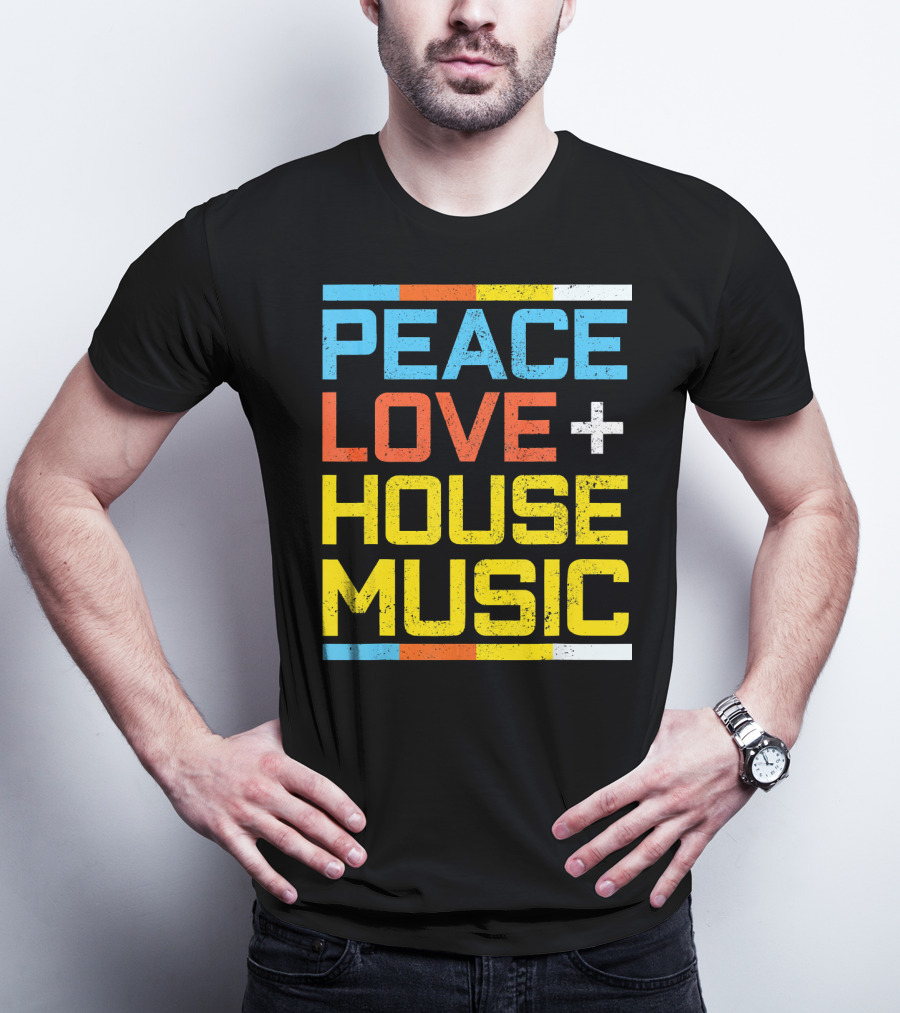 Peace Love House Music Vintage Retro T-Shirt