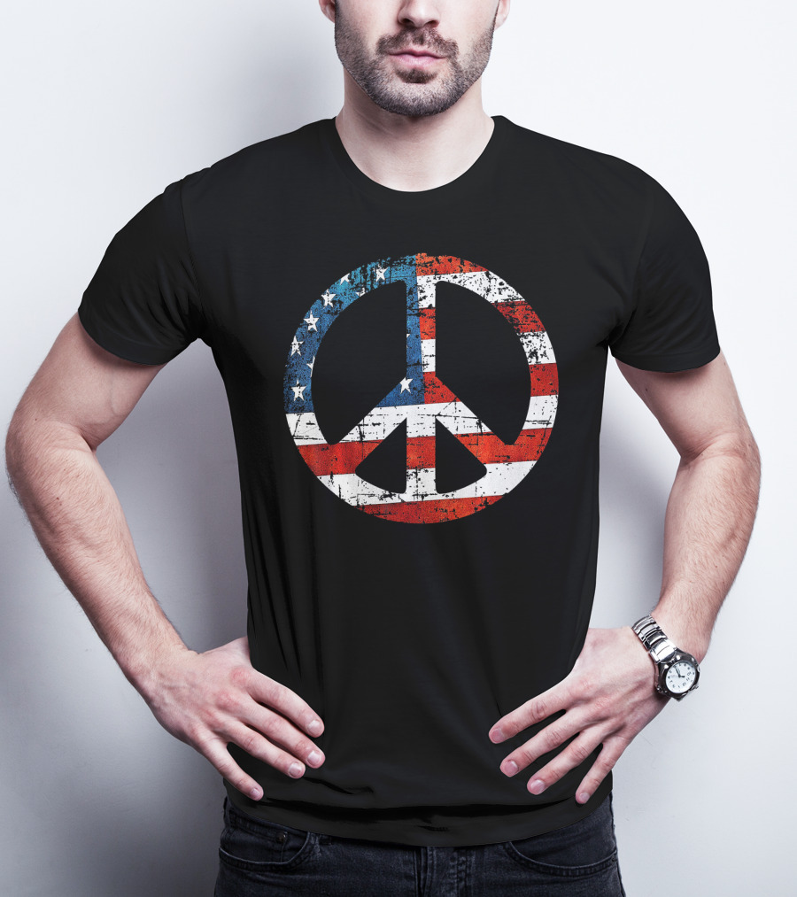 Peace Sign American Flag USA Peac T-Shirt