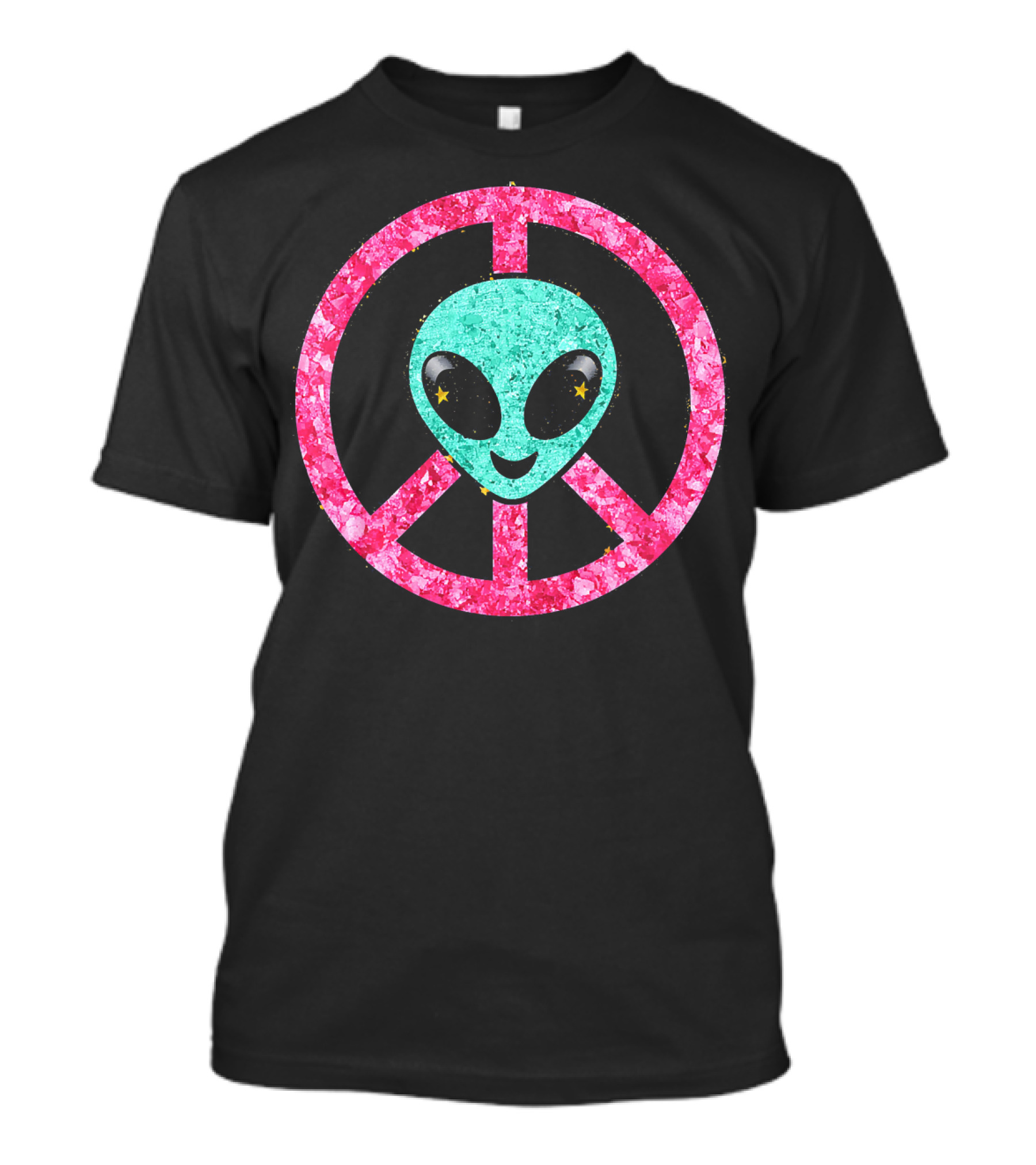 Vintage Aqua Alien Hippie Peace Emoji T-Shirt