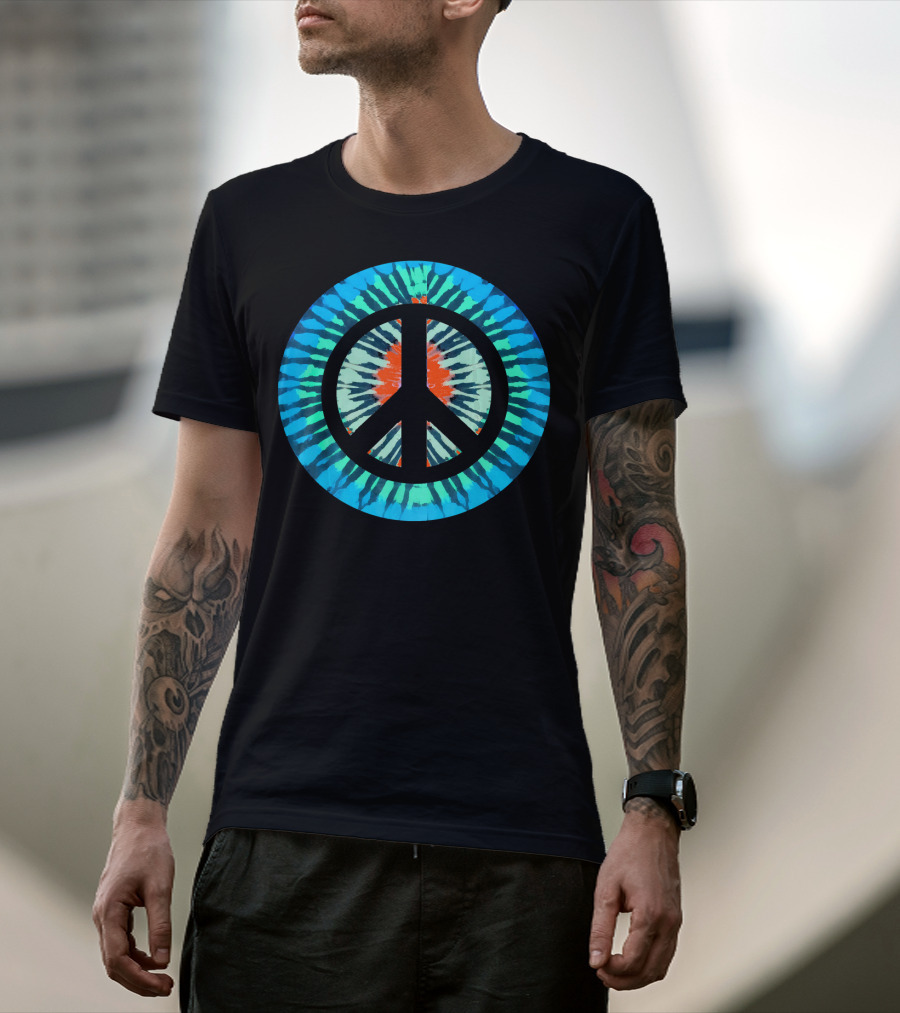 Tie Dye Peace Sign Colorful Retro Psychedelic 60s T-Shirt