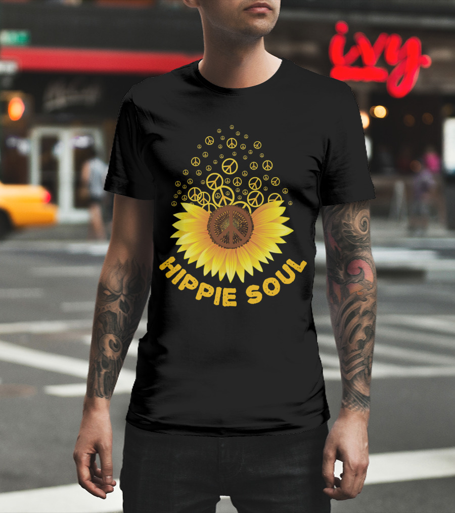 Hippie Soul Sunflower Peace Signs T-Shirt
