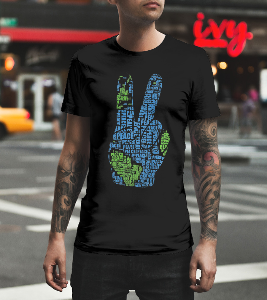 Peace Sign Fingers Hand Earth Love Peace Peace Peace Hippi T-Shirt
