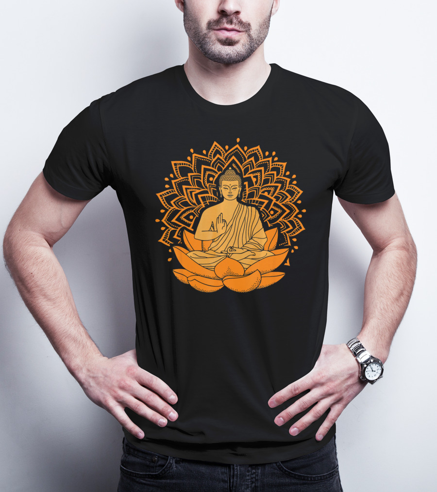 Inner Peace Buddha On Lotus Mandala Relax And Let It Go T-Shirt