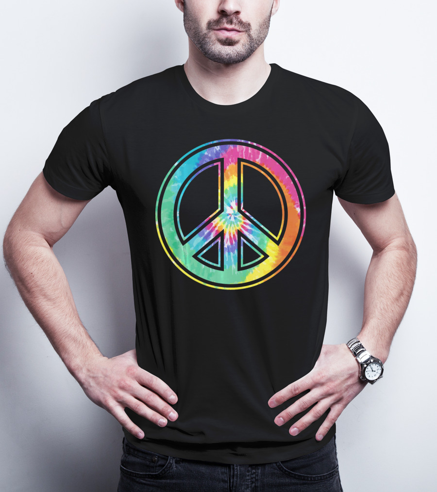 Tie Dye Peace Sign Rainbow Colors T-Shirt