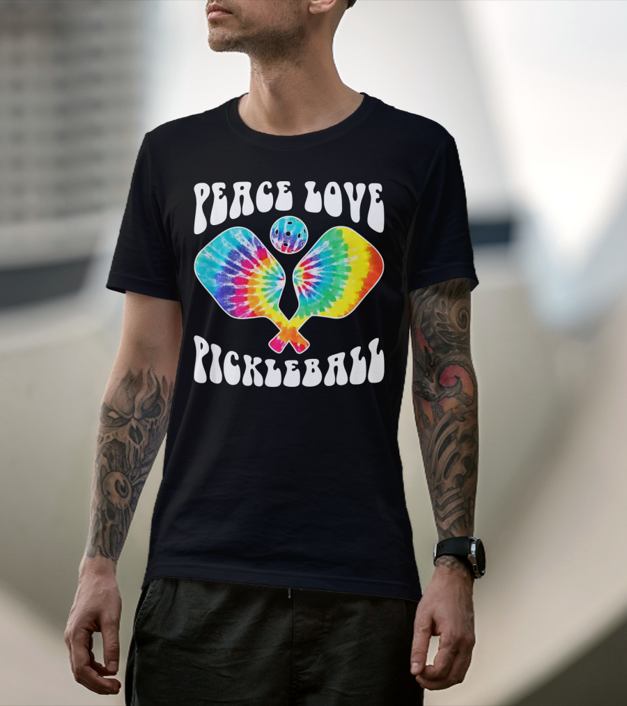 Peace Love Pickleball Vintage Tie Dye Paddles T-Shirt