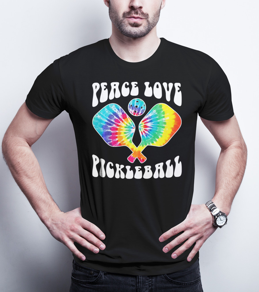 Peace Love Pickleball Vintage Tie Dye Paddles T-Shirt