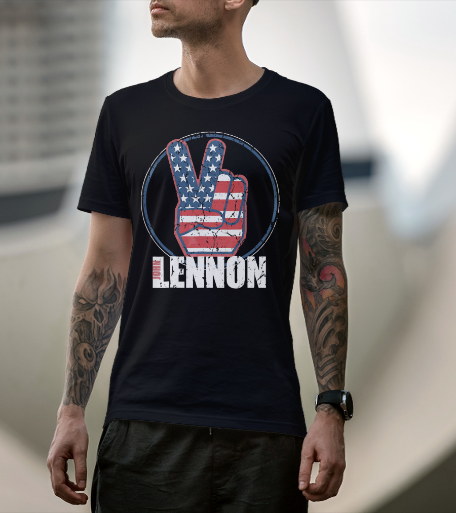 John Lennon Red White Blue Peace American Flag Victory T-Shirt