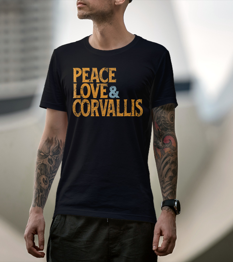 Peace Love Corvallis Retro 1960s T-Shirt