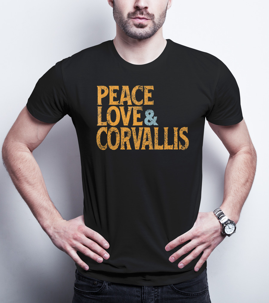 Peace Love Corvallis Retro 1960s T-Shirt
