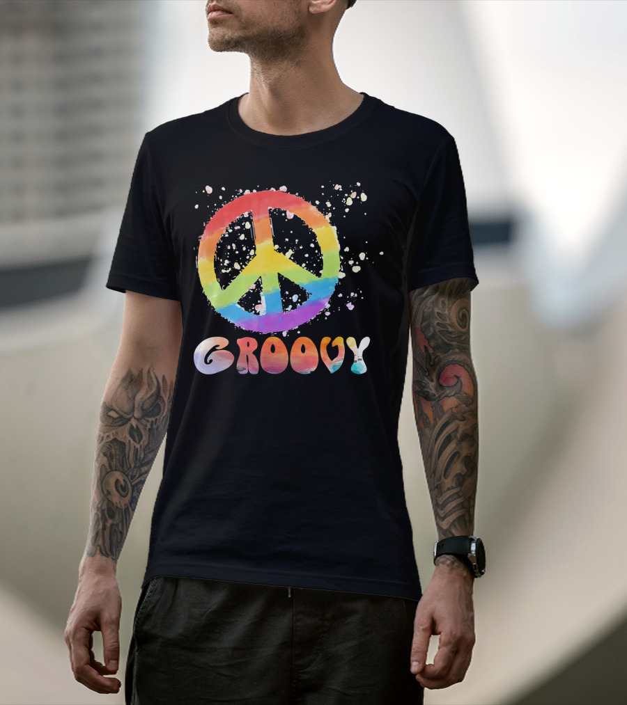 Peace Sign Groovy Retro 60s 70s Rainbow Psychedelic T-Shirt