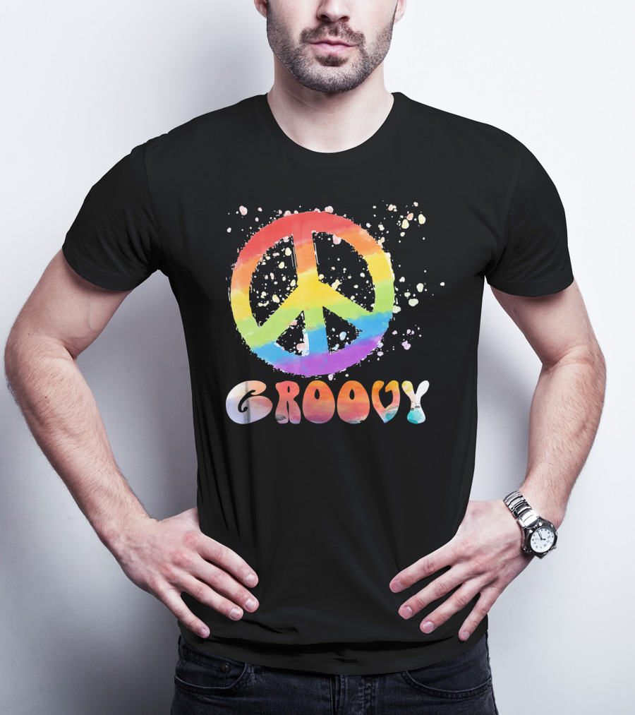 Peace Sign Groovy Retro 60s 70s Rainbow Psychedelic T-Shirt