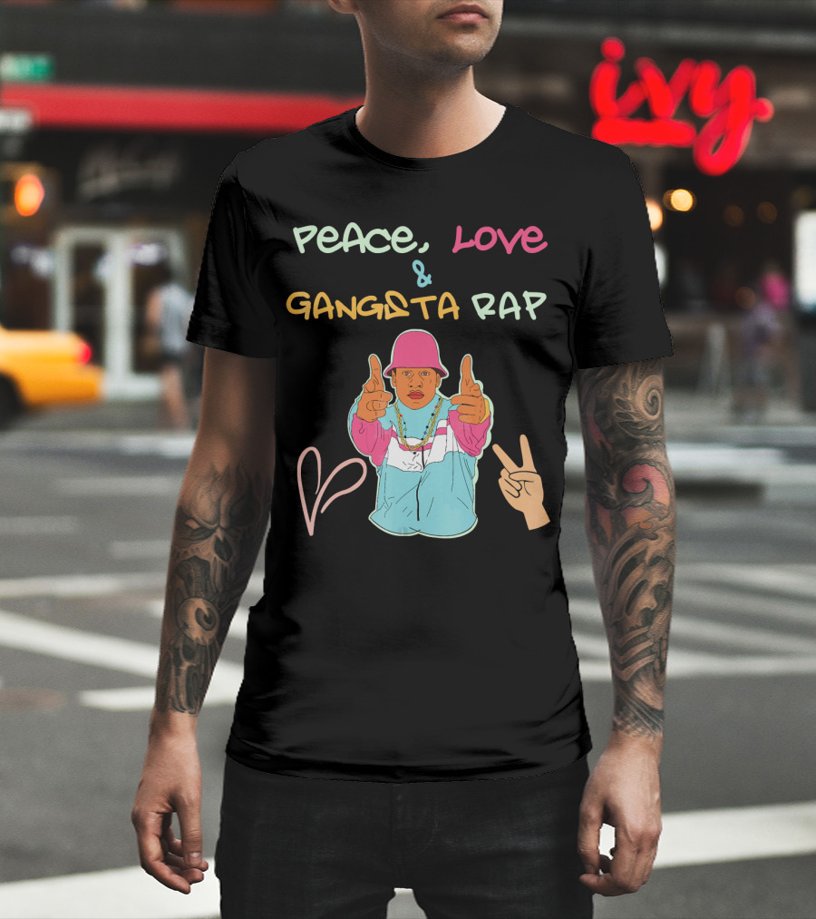 Peace Love And Gangsta Rap Hippy Hiphop Unis T-Shirt