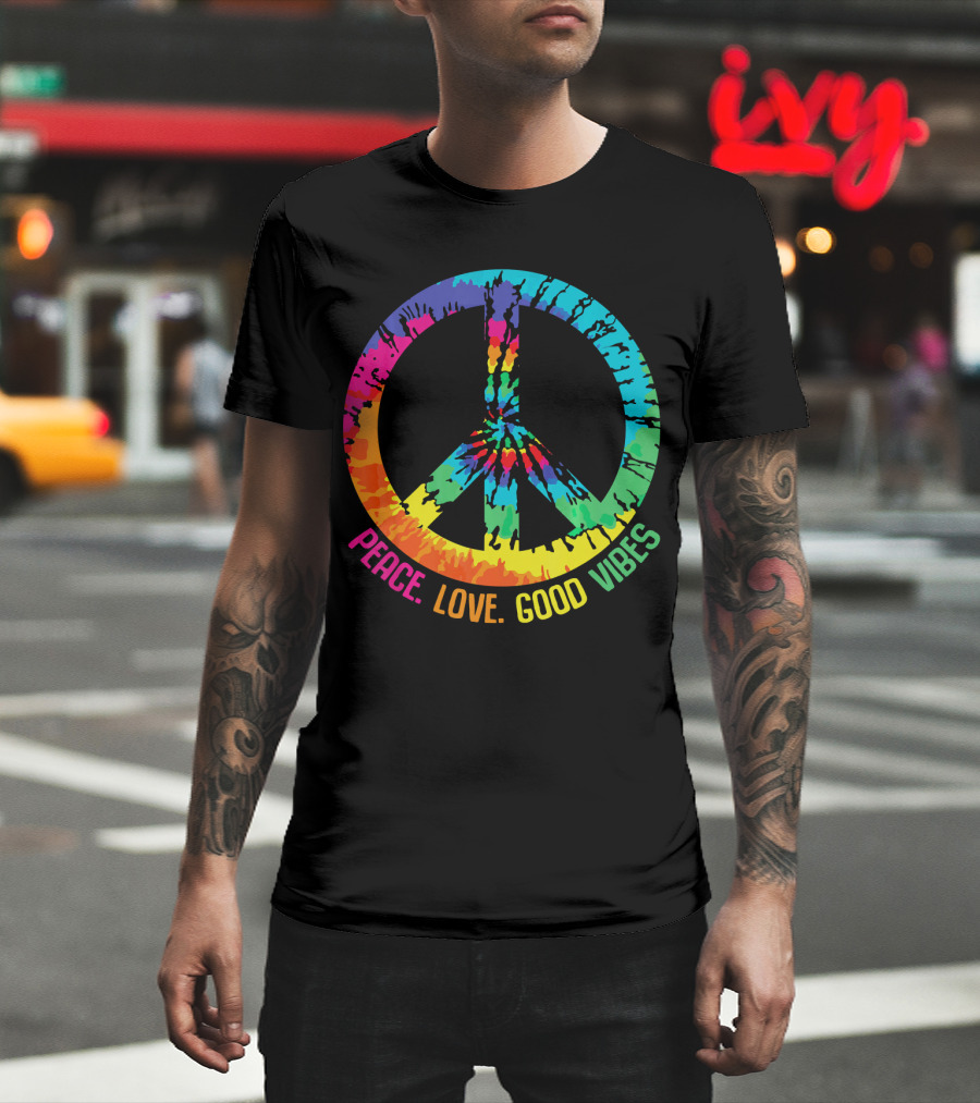 Tie Dye Peace Sign Love Good Vibes T-Shirt