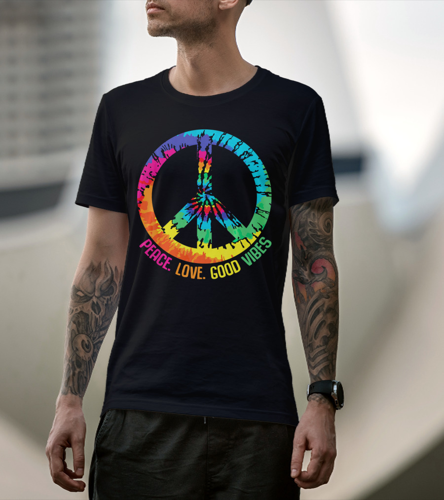Tie Dye Peace Sign Love Good Vibes T-Shirt