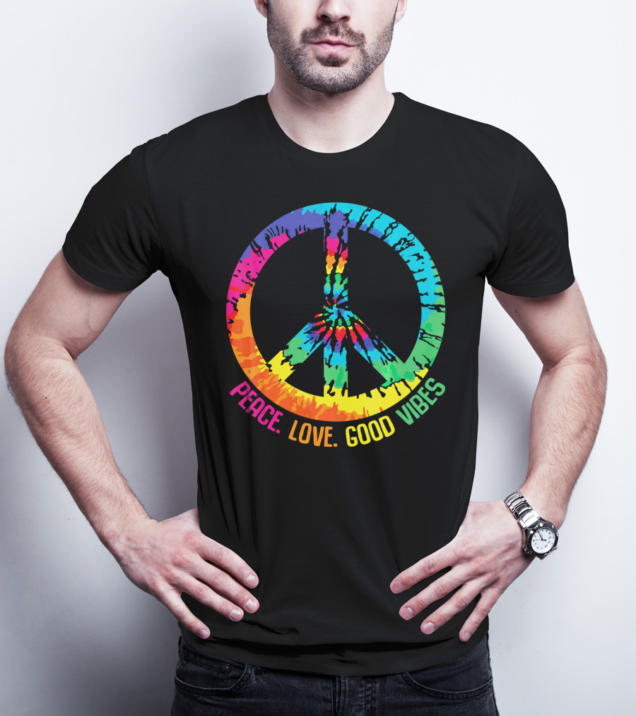 Tie Dye Peace Sign Love Good Vibes T-Shirt
