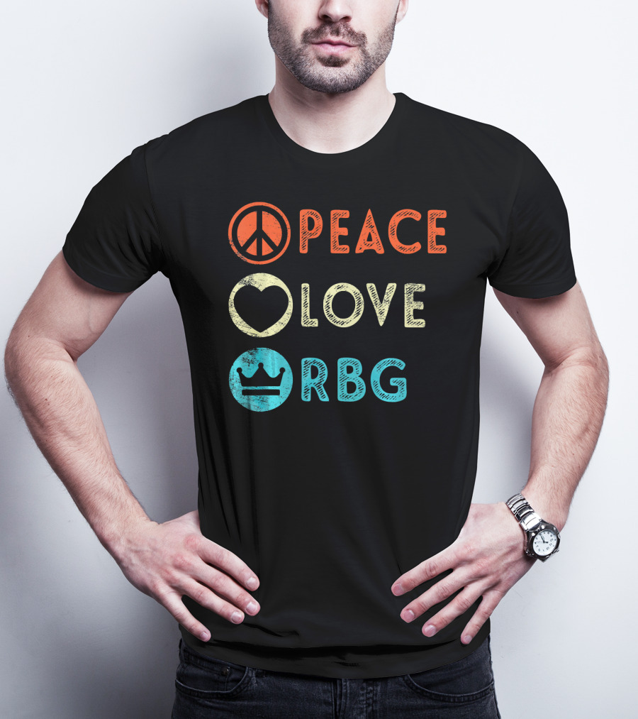 Peace Love RBG Ruth Bader Ginsburg Crown T-Shirt