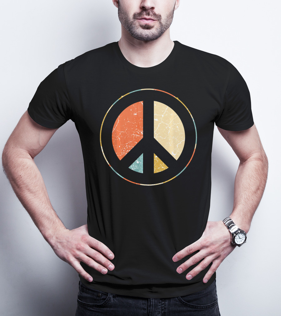 Peace Symbol Retro Tie Dye 60s 70s Hippie T-Shirt