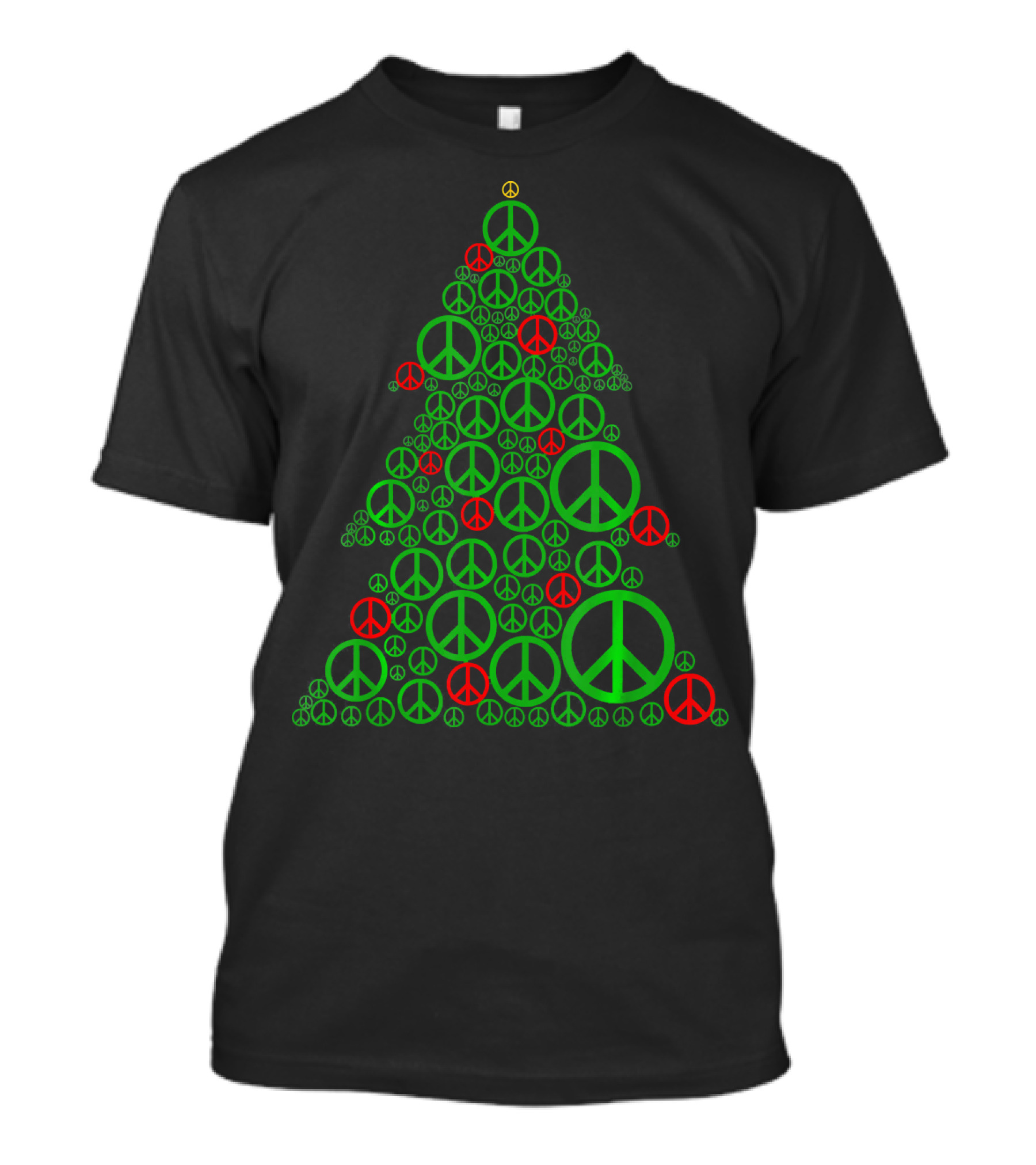 PEACE SIGN Christmas Tree Hippi Holiday T-Shirt