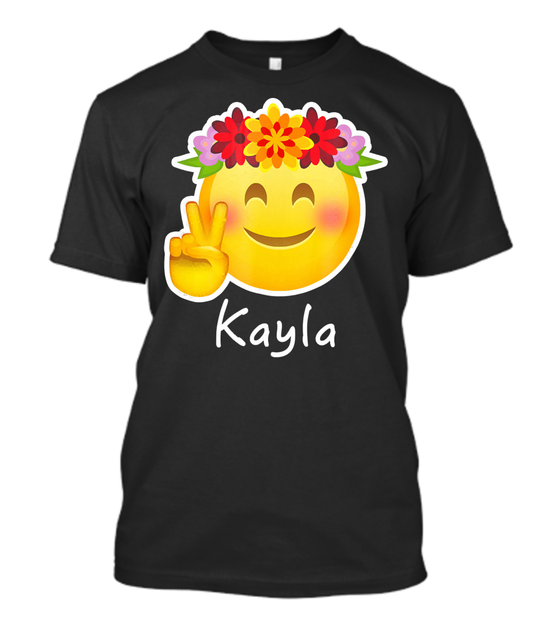 Kayla Hippie Flower Power Peace Sign Emoticon T-Shirt