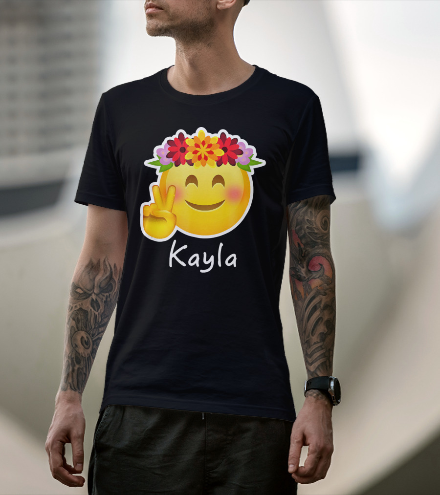 Kayla Hippie Flower Power Peace Sign Emoticon T-Shirt