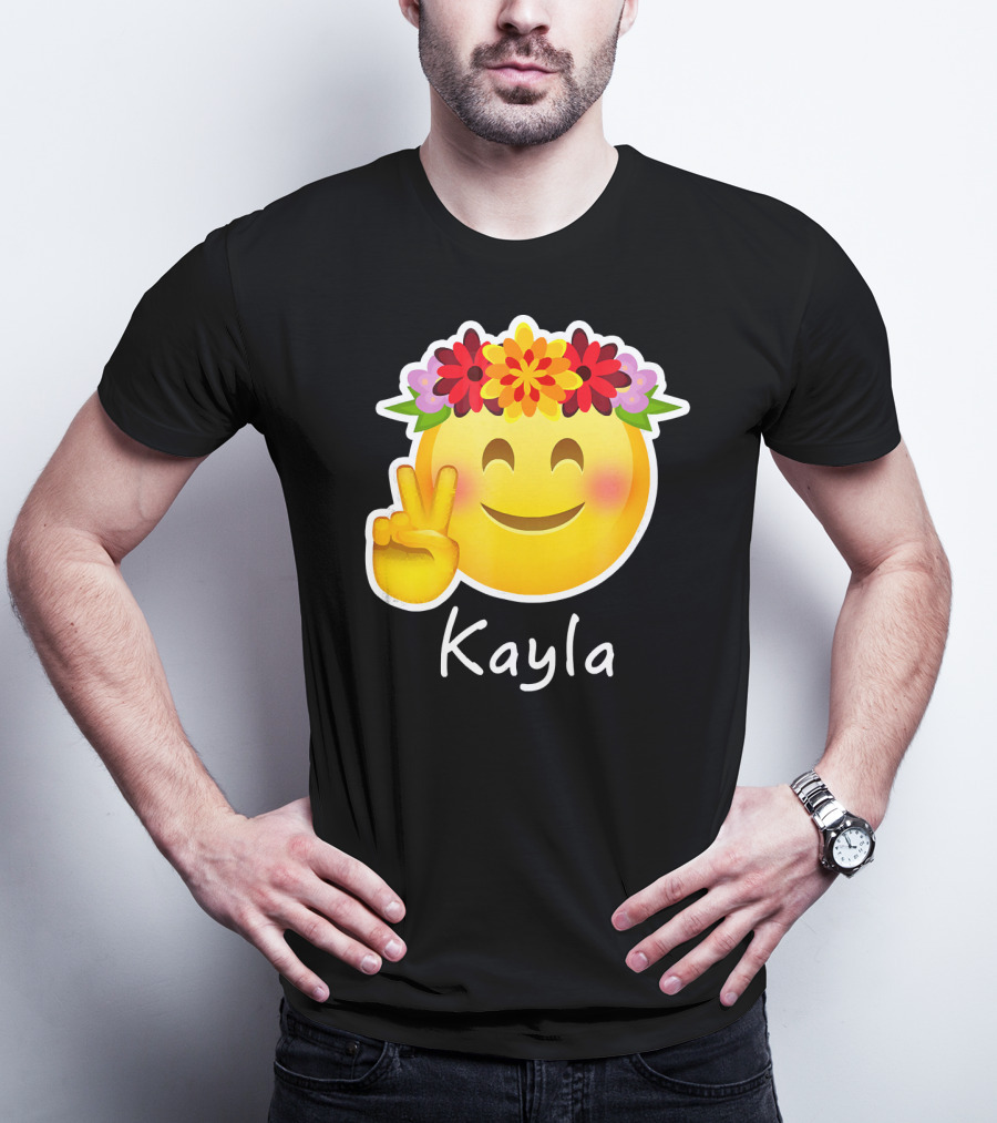 Kayla Hippie Flower Power Peace Sign Emoticon T-Shirt