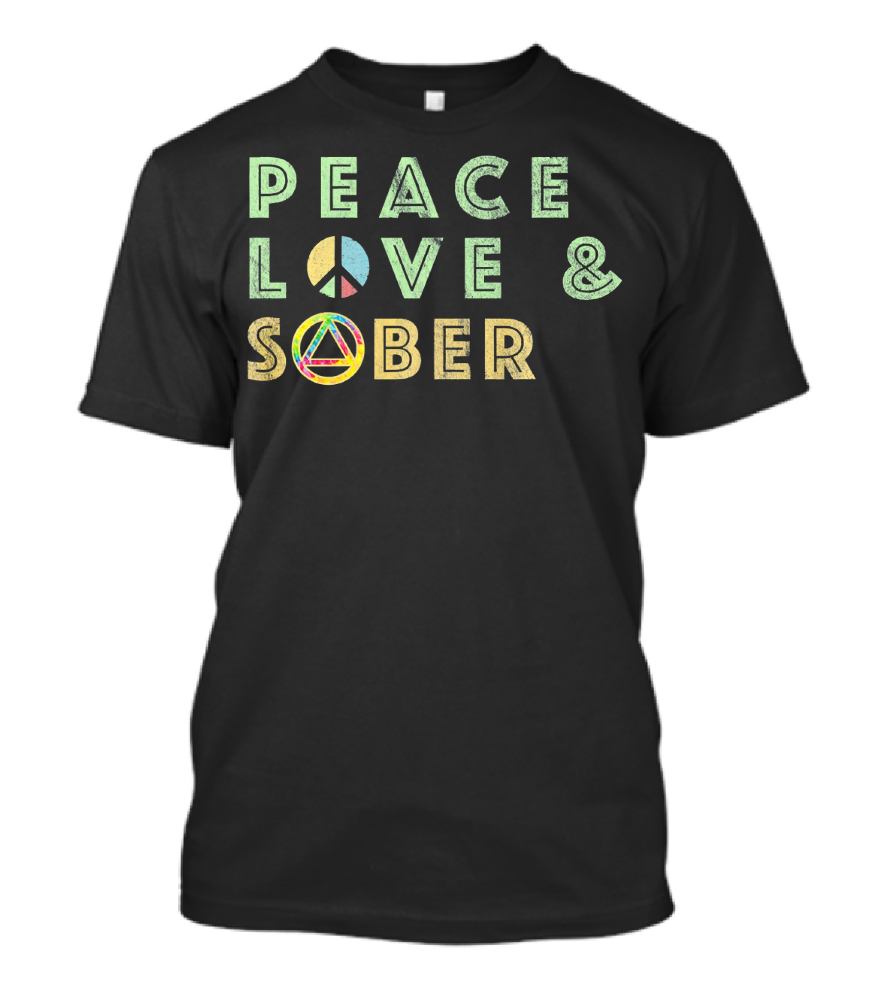 Peace Love And Sober Funny AA Sober Life Rec T-Shirt