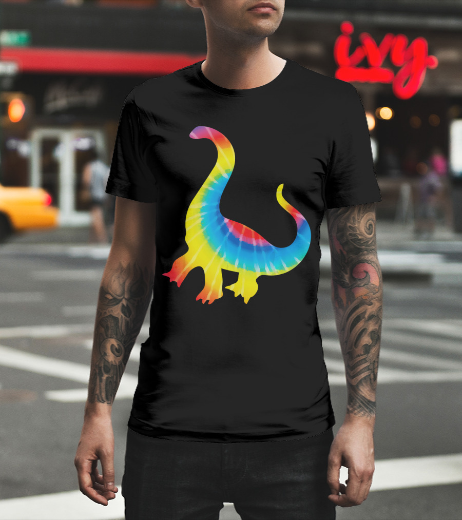 Tie Dye Rainbow Dinosaur Print Rex Hip T-Shirt