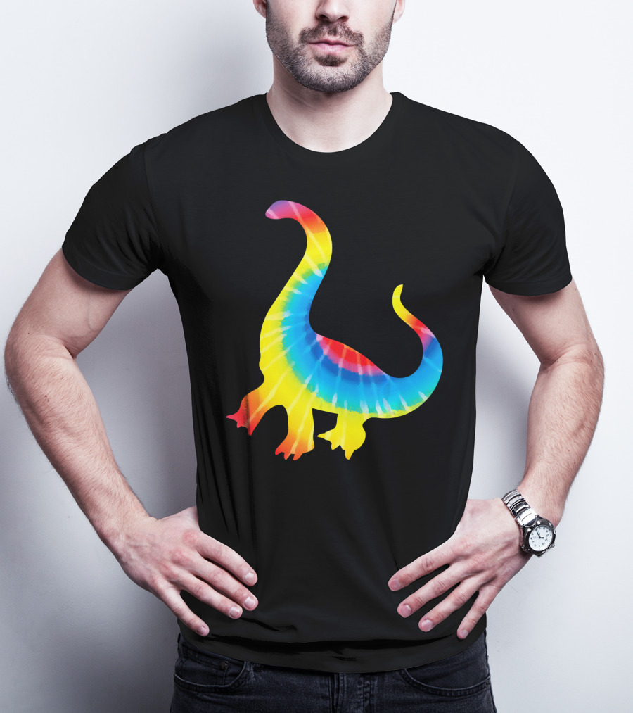 Tie Dye Rainbow Dinosaur Print Rex Hip T-Shirt