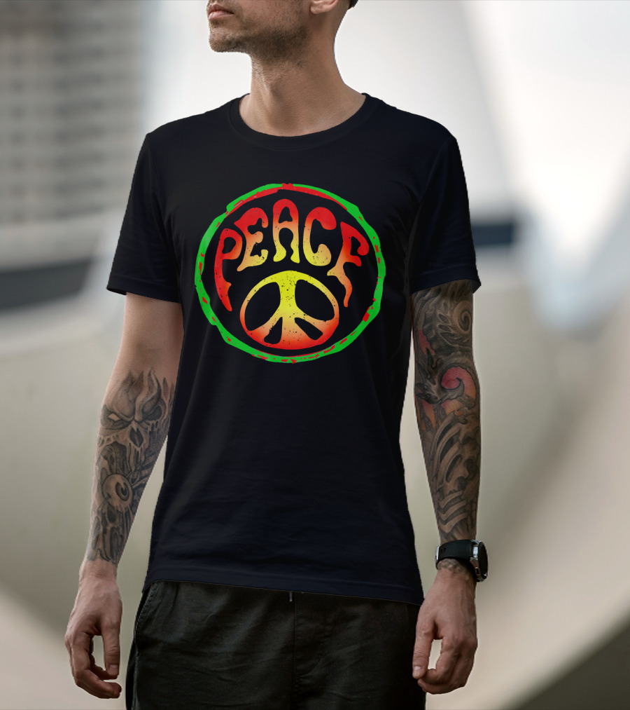 Rasta Peace Sign 60s Hippie T-Shirt