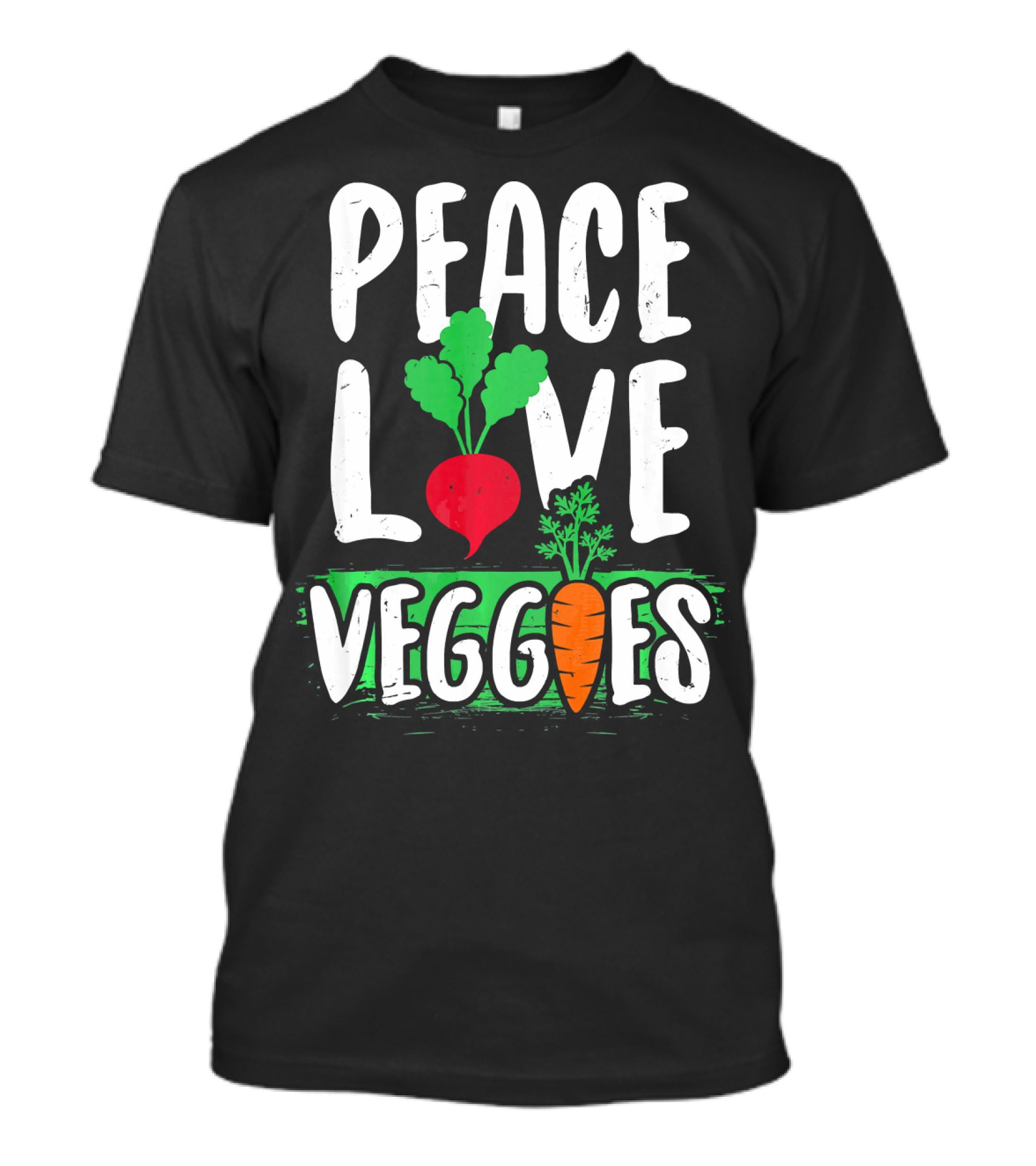 Peace Love Veggies Vegetarian Carrot And Radish T-Shirt