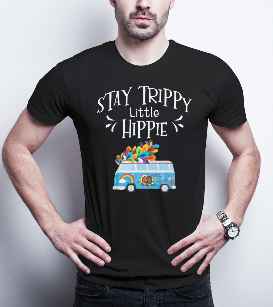 Stay Trippy Little Hippie Peace Van Rainbow Flower Power T-Shirt