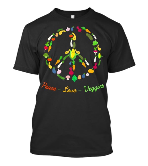 Peace Love Veggies Funny Vegetarian T-Shirt