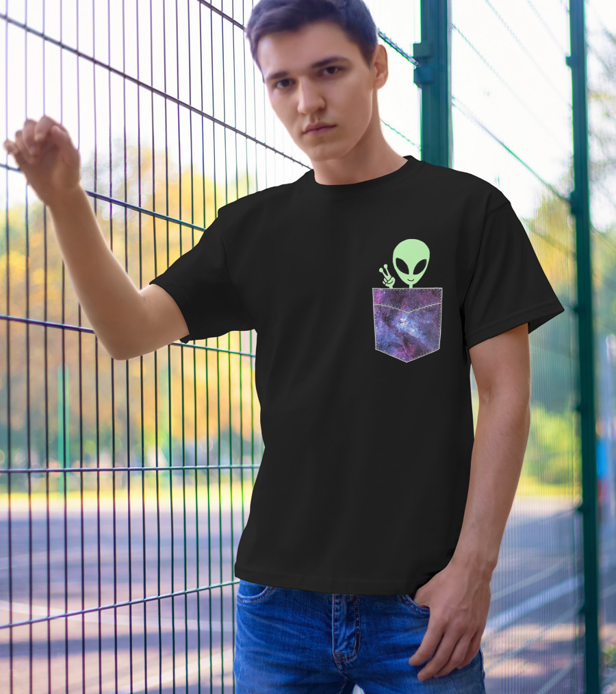 Alien Pocket UFO From Cosmic Galaxy Peace T-Shirt