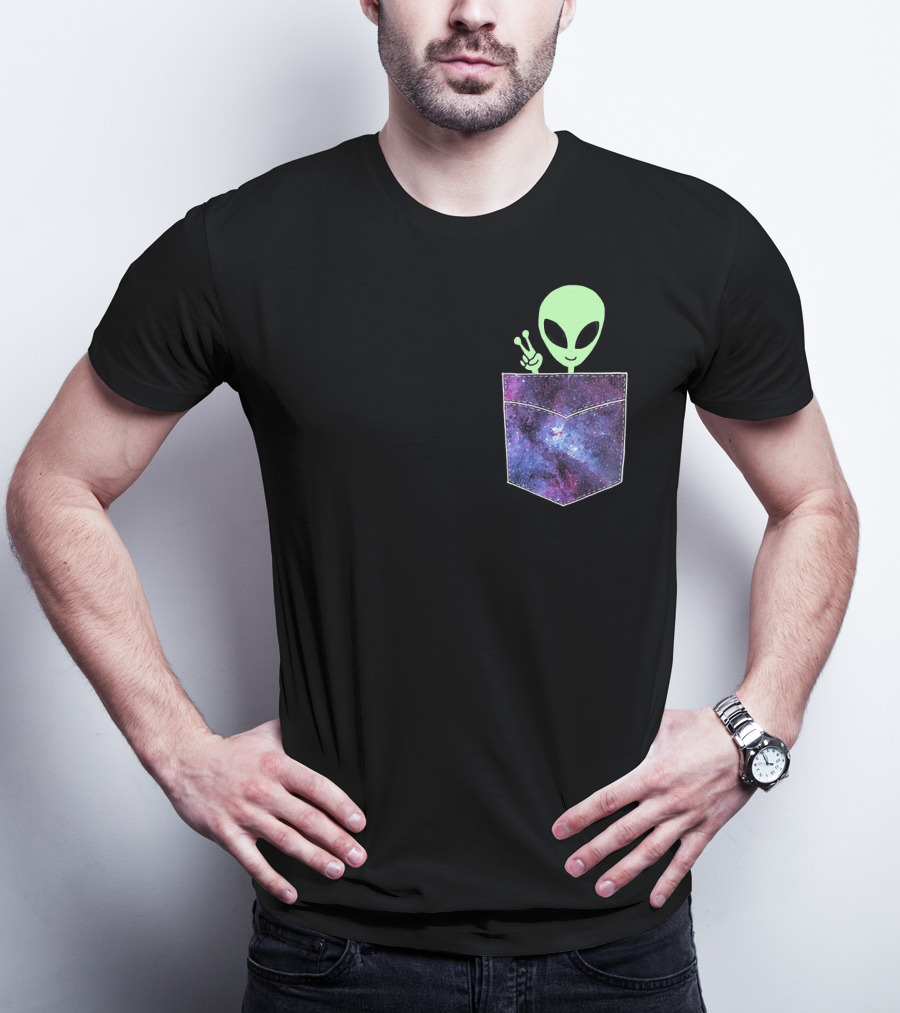 Alien Pocket UFO From Cosmic Galaxy Peace T-Shirt
