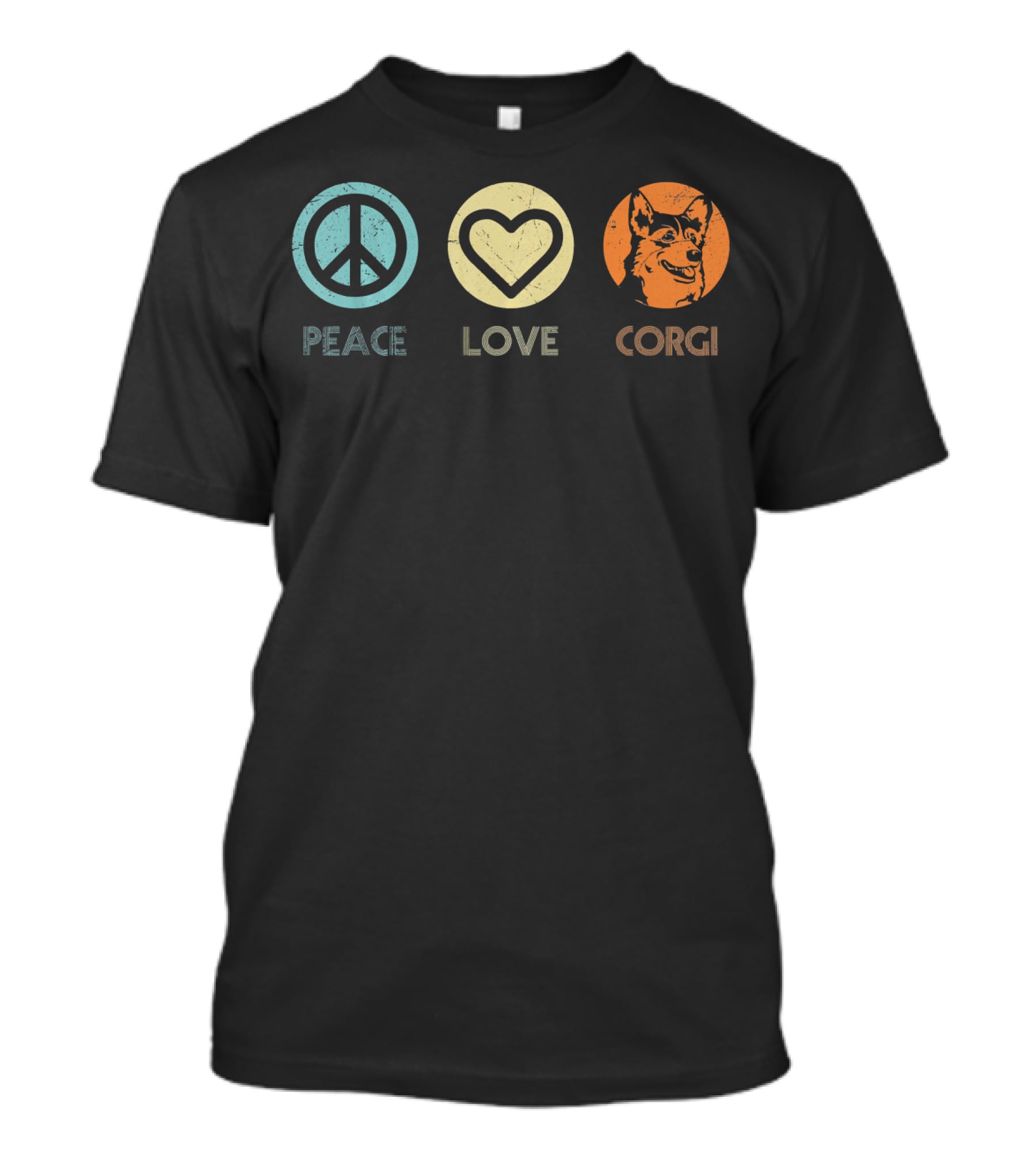 Peace Love Corgi Retro Vintage T-Shirt