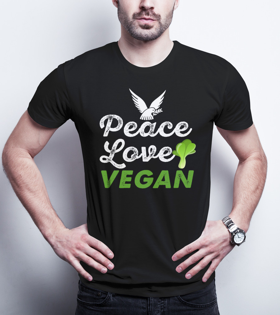 Peace Love Vegan Dove Leaf T-Shirt