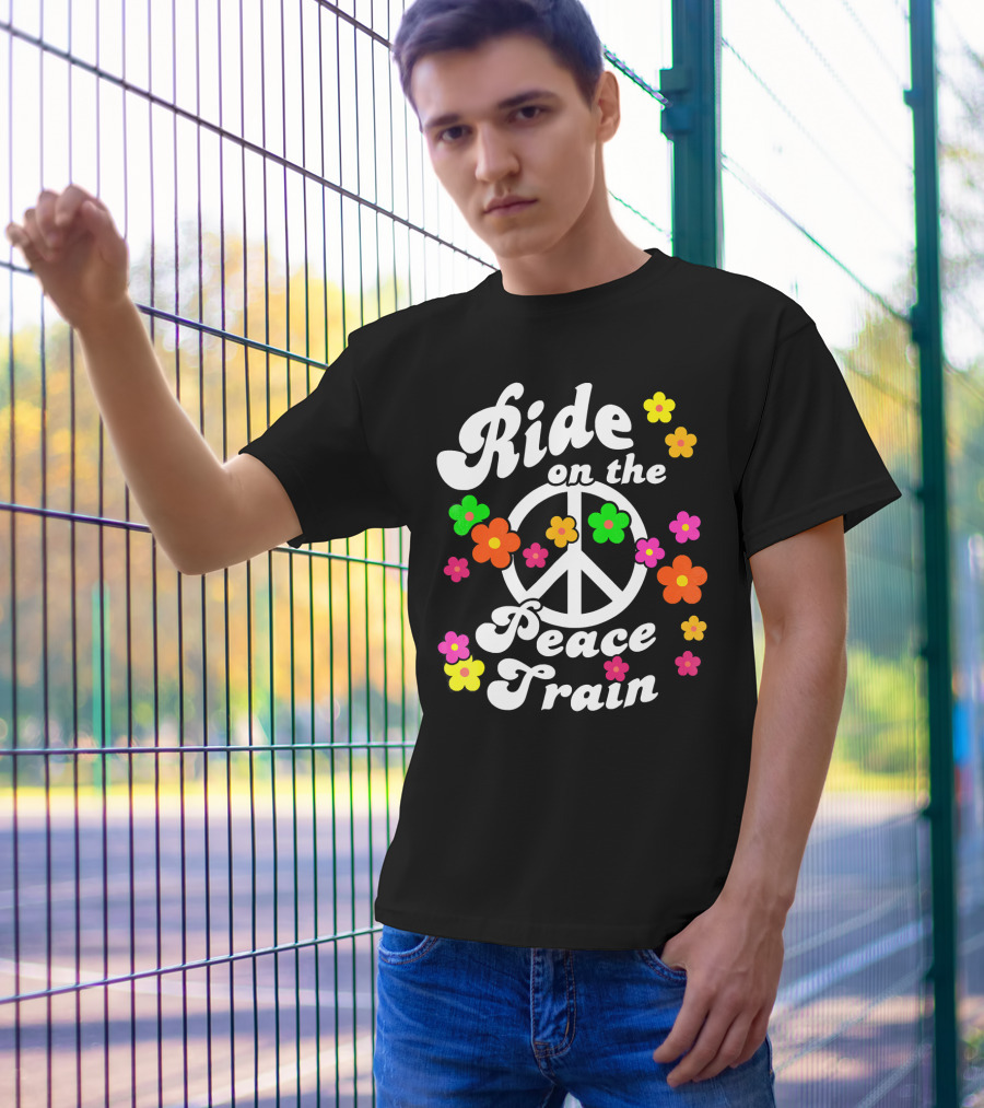 Ride On The Peace Train Flower Power T-Shirt