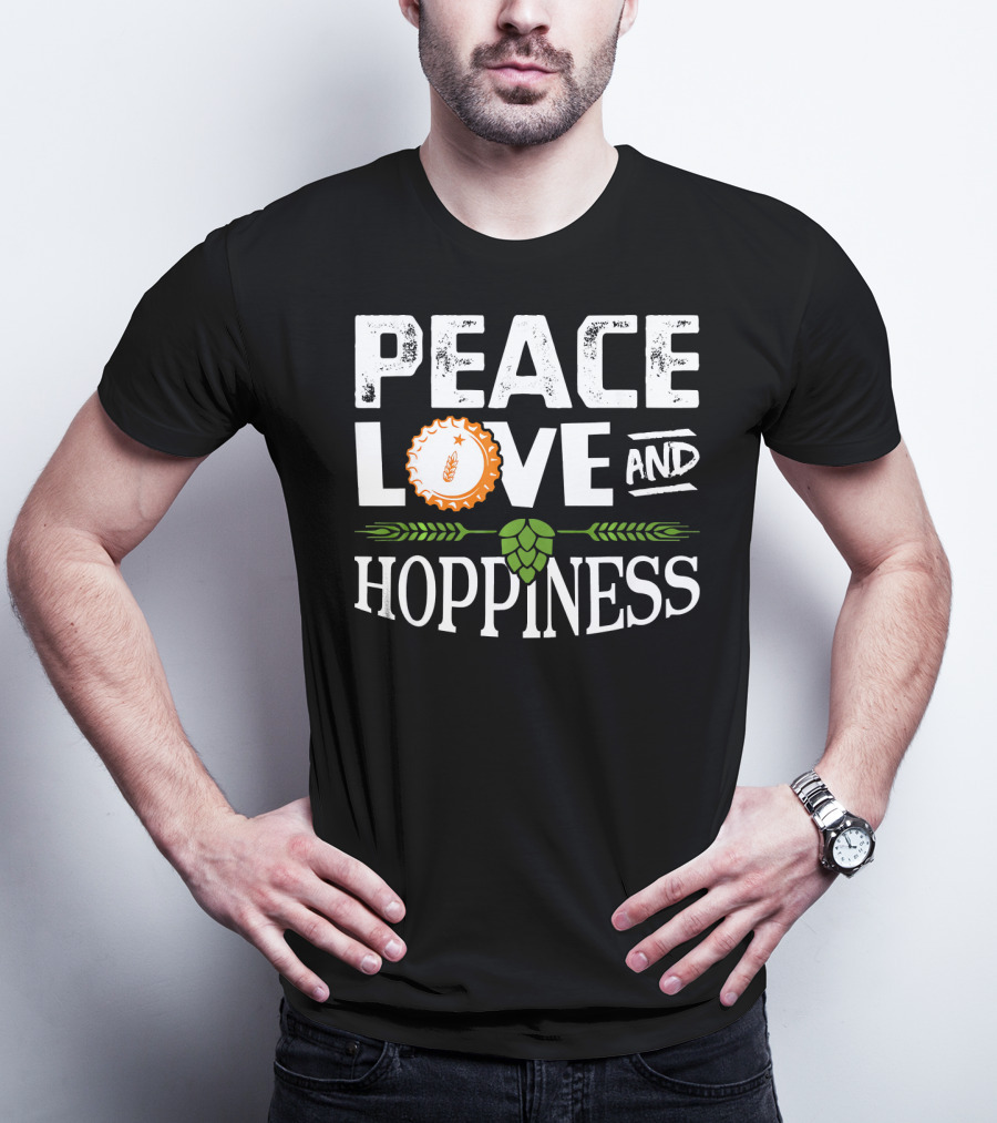 Peace Love And Hoppiness Craft Beer IPA Cappuccino Cup Wheat Symbol Hops T-Shirt