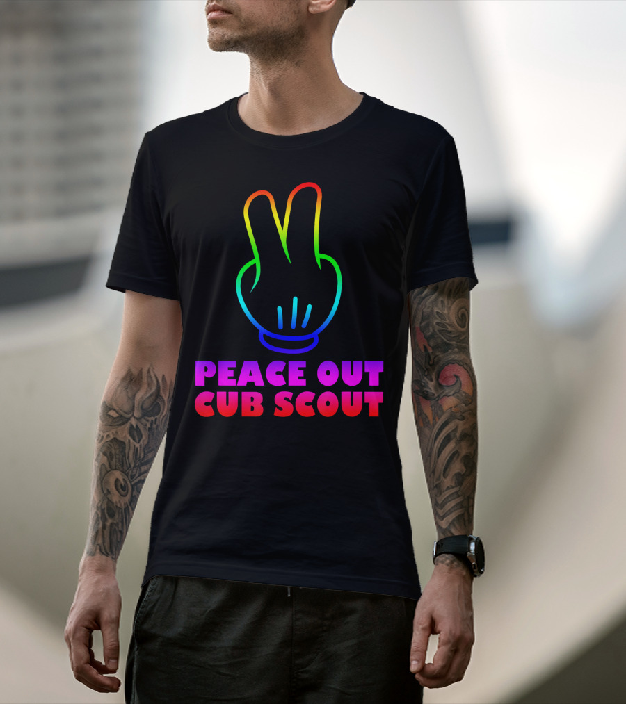 Peace Out Cub Scout Rainbow Hand Gesture T-Shirt
