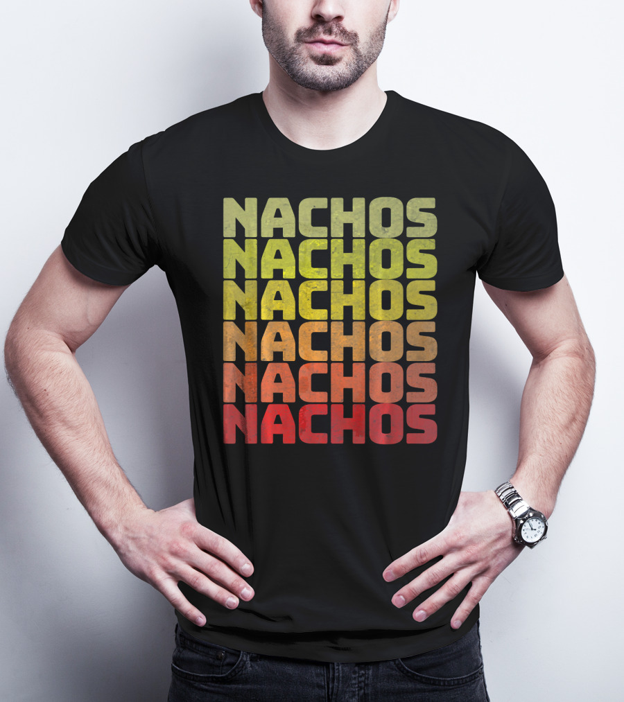 Nachos Retro Funny Tuesday Tacos Repeated Nachos Text T-Shirt