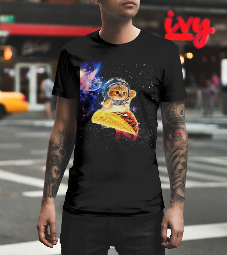 Crazy Space Taco Cat Astronaut Galaxy Adventure T-Shirt