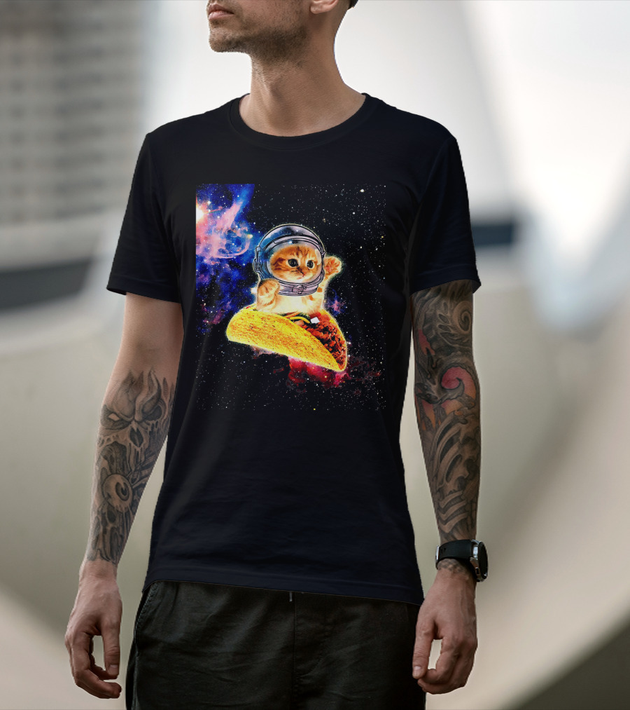 Crazy Space Taco Cat Astronaut Galaxy Adventure T-Shirt