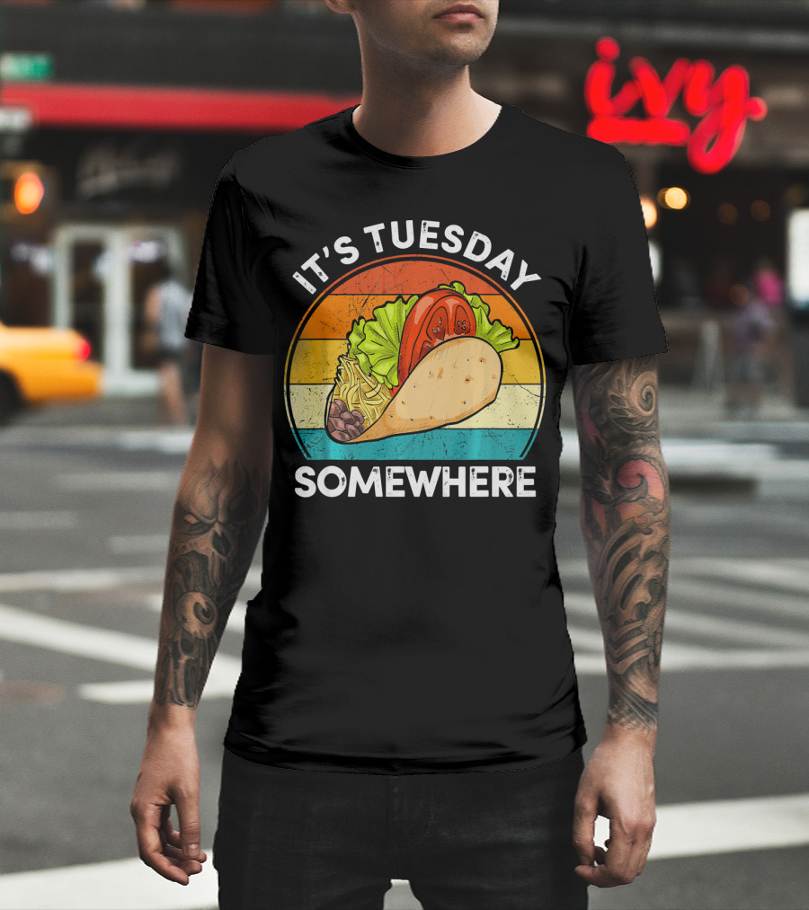 It's Tuesday Somewhere Vintage Taco Retro Stripes T-Shirt