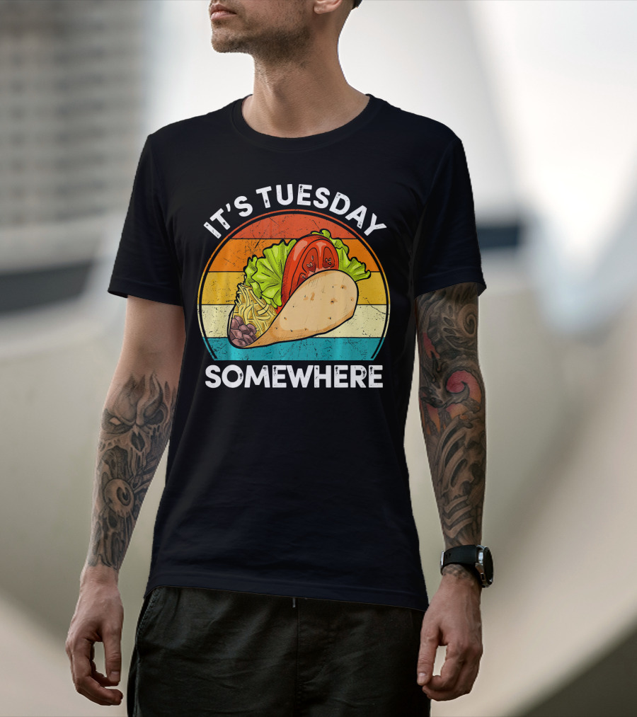 It's Tuesday Somewhere Vintage Taco Retro Stripes T-Shirt