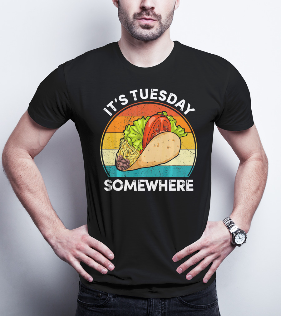 It's Tuesday Somewhere Vintage Taco Retro Stripes T-Shirt