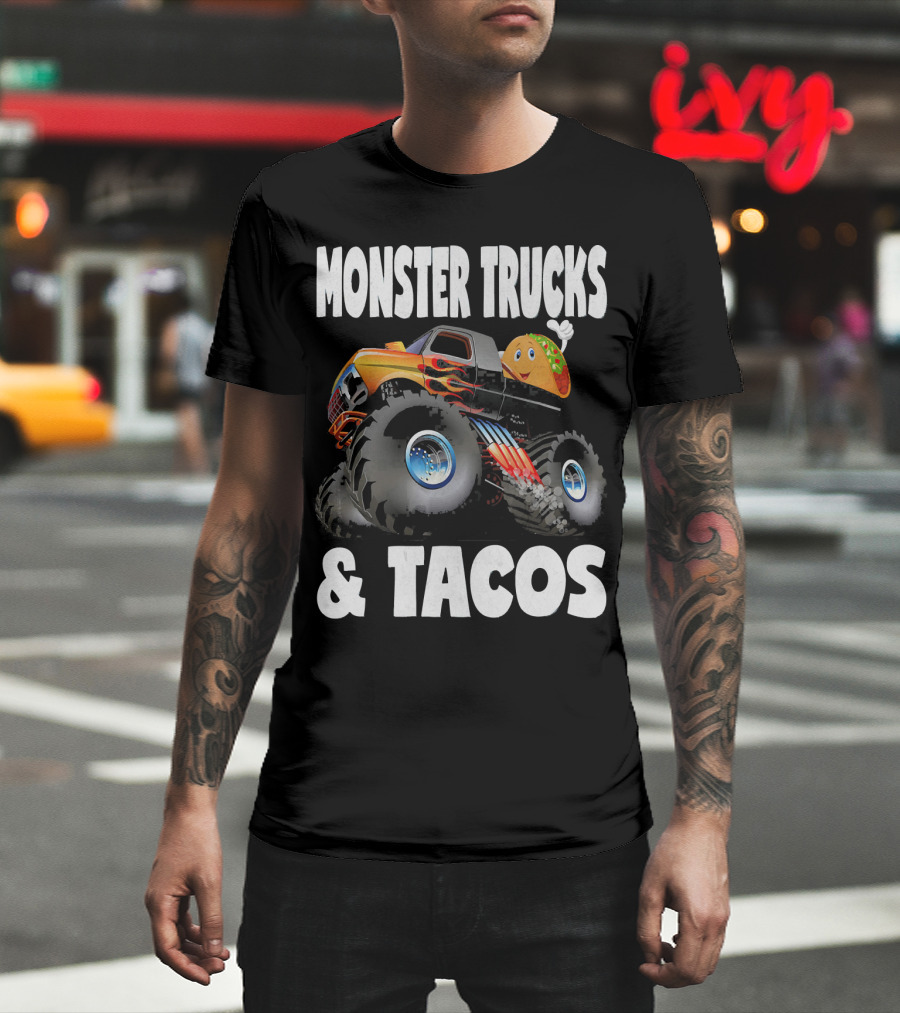 Monster Trucks And Tacos Funny Cute Taco Truck Adventure T-Shirt