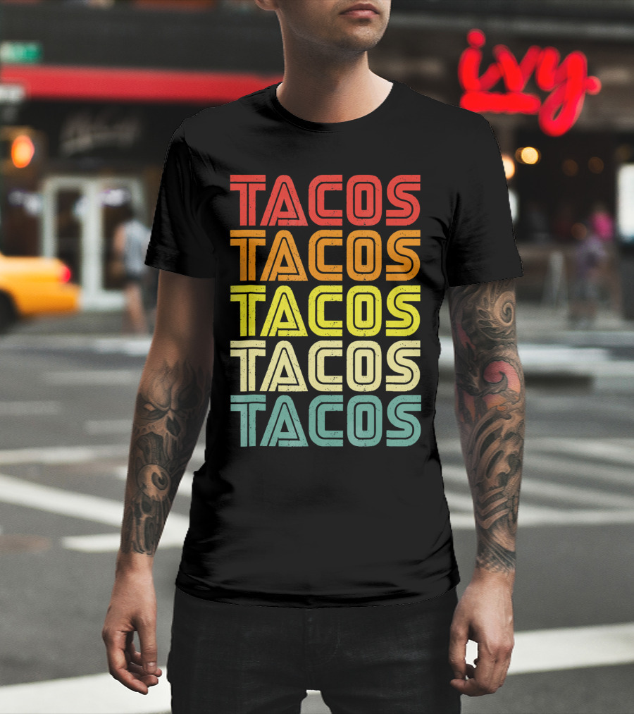 Vintage Retro Mexican Tacos Tuesday T-Shirt