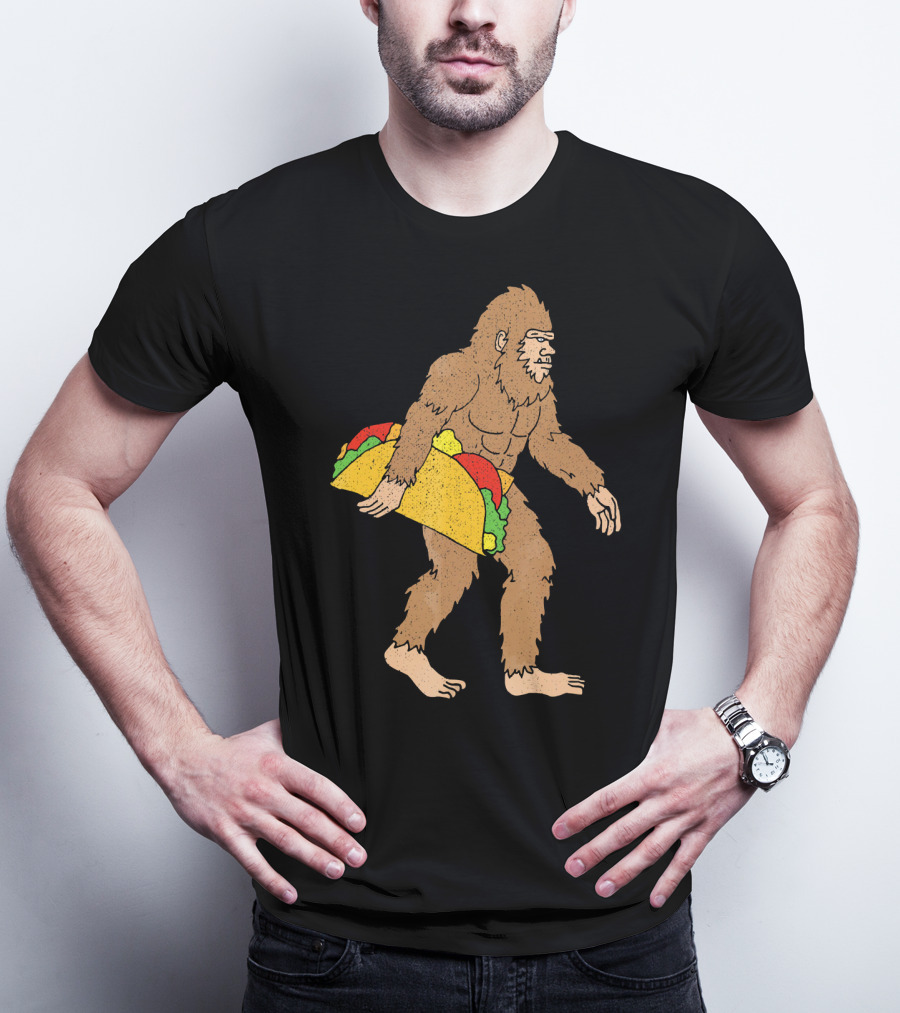 Funny Yetti Big Foot Taco Holding T-Shirt